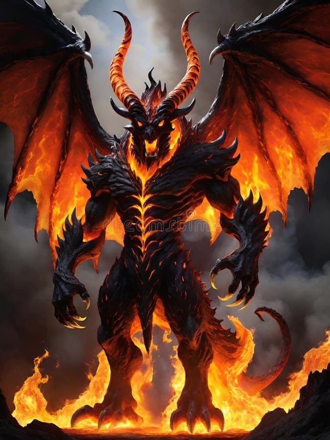 Fire Theme with Devil Monster Stock Illustration - Illustration of ...