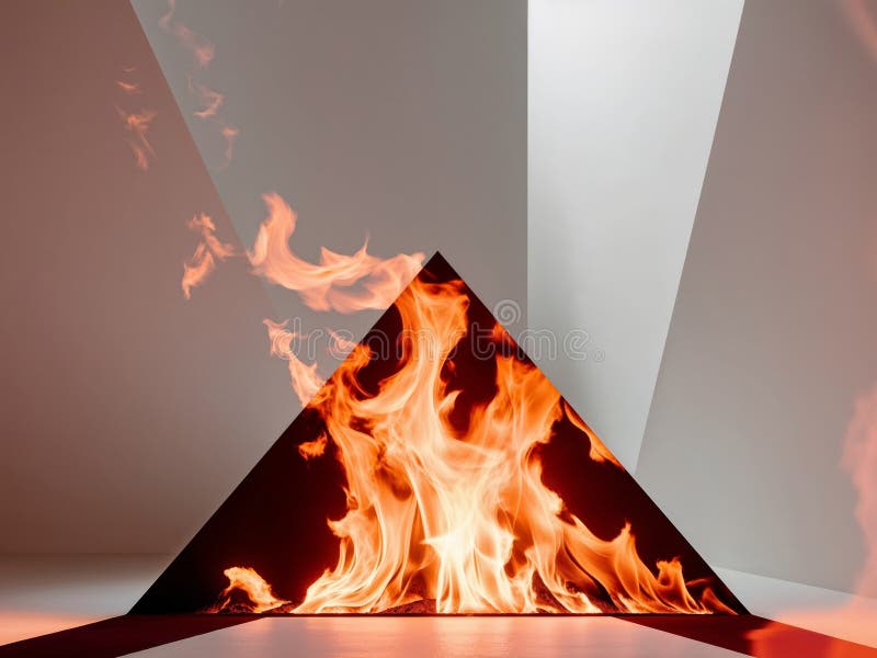 Fire Themed Triangular Design with Orange and Red Tones. Stock Image ...