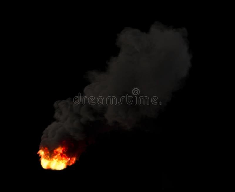 Fire with Thick Heavy Smoke Isolated on Black Stock Image - Image of ...