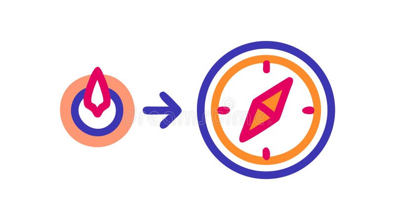 Fire To Compass Transformation, Guided Direction Evolution, Vector ...