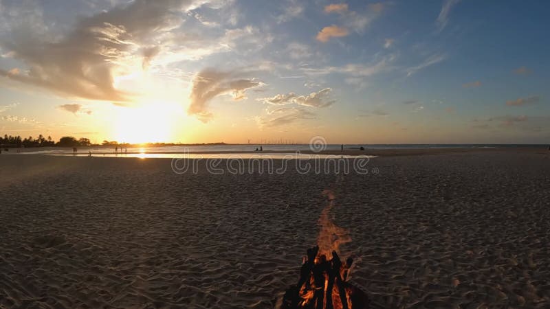 Fire To Gather Friends on the Beach during Sunset Stock Footage - Video ...