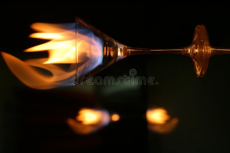 Fire Inside Glass with Reflection Stock Photo - Image of detail ...
