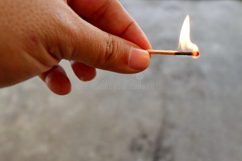 Fire, on the Top of the Match. Stock Photo - Image of finger, match ...