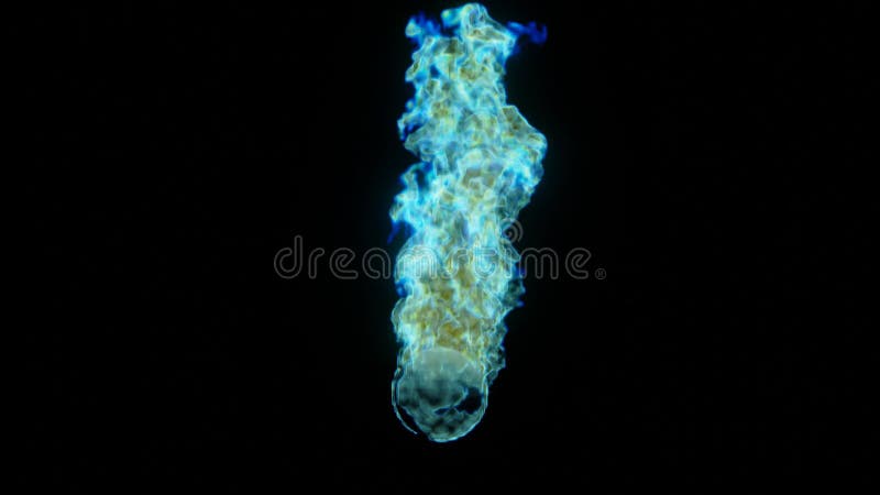 Fire Torch on Black Background. Blue Fire Simulation. Stock Video ...