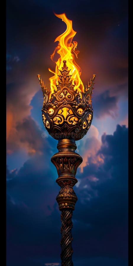 A Fire Torch with Flames on Top of it Stock Image - Image of flame ...