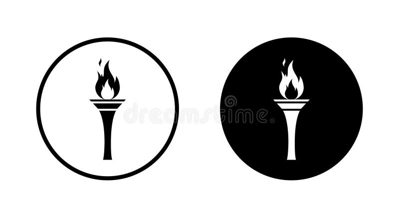 Fire Torch Icon on Black Circle. Sports Flame Concept Stock ...