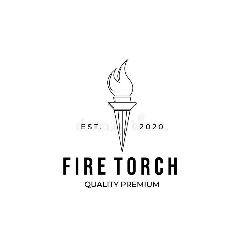 Fire Torch Logo Vector Illustration Design, Line Art Logo Minimalist ...