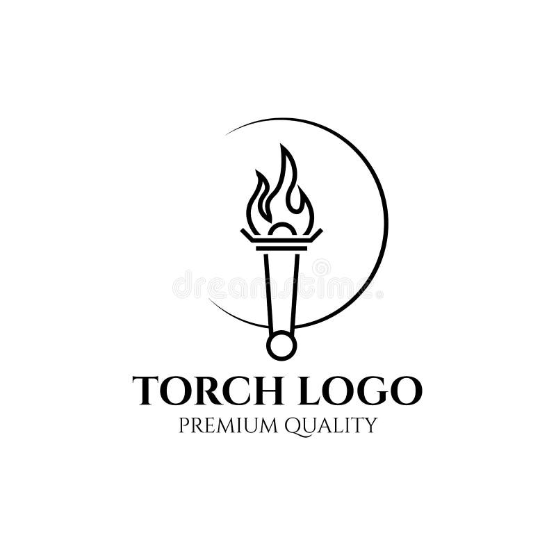 Fire Torch Logo Vector Illustration Design, Line Art Logo Minimalist ...