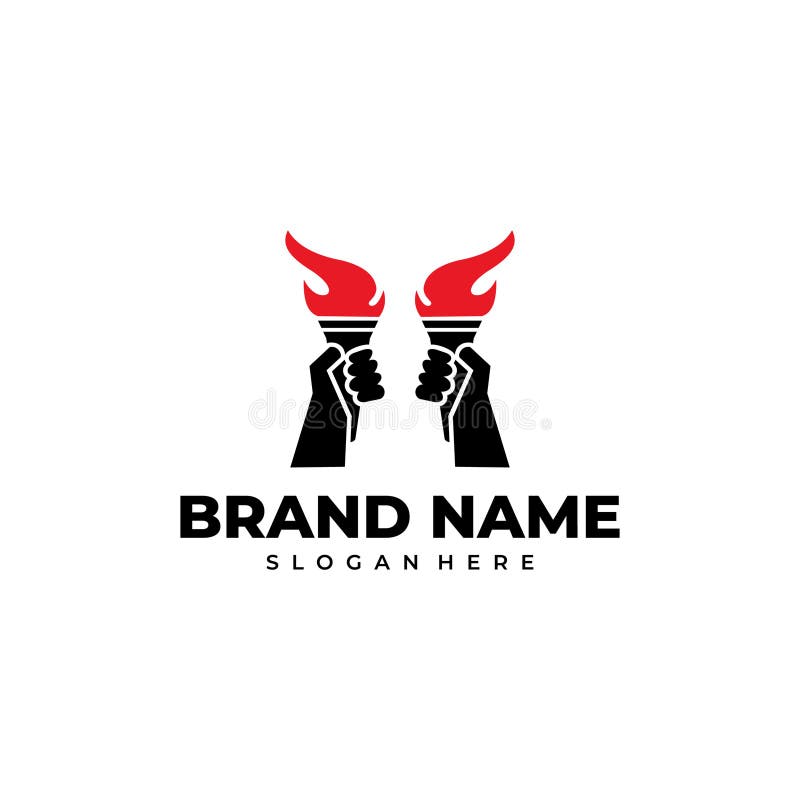 2 Fire Torches Being Held in Hands on White Background in Vector ...