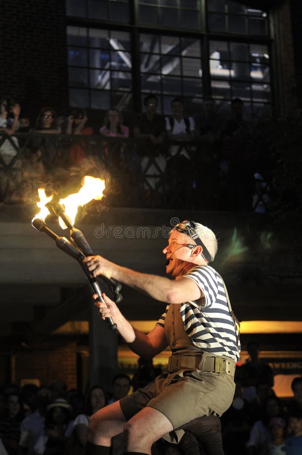Fire Torches at the Buskerfest Festival. Editorial Stock Image - Image ...