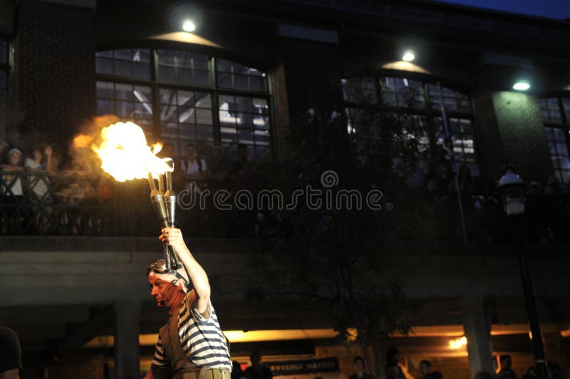 Fire Torches at the Buskerfest Festival. Editorial Photo - Image of ...