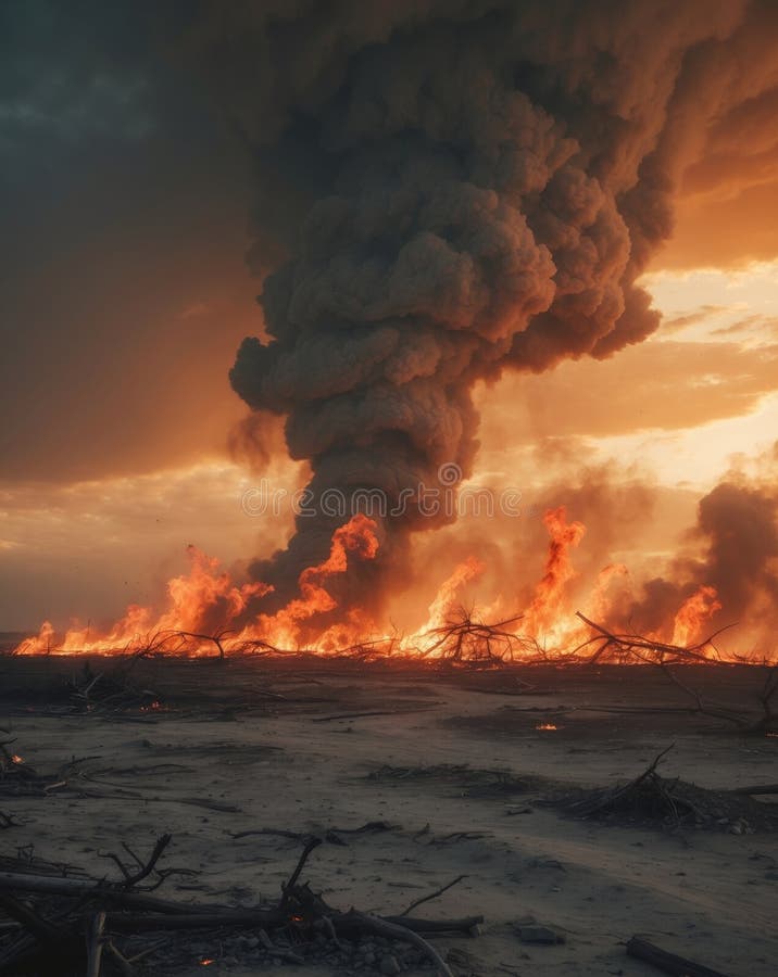 Fire Tornado Destroying Everything in Its Path during Doomsday Stock ...