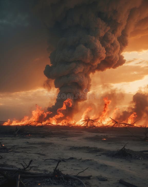 Fire Tornado Destroying Everything in Its Path during Doomsday Stock ...