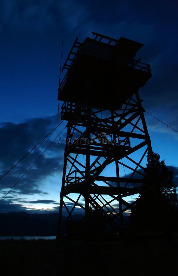 Fire Tower Silhouette stock image. Image of dark, dramatic - 269063
