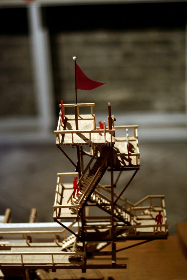 Fire Tower Wooden Model stock photo. Image of flag, lifeguard - 11240048
