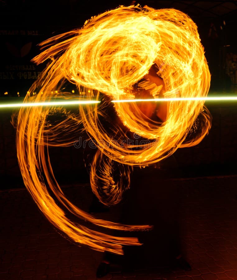 Fire traces of the show stock photo. Image of dance, performer - 76118684