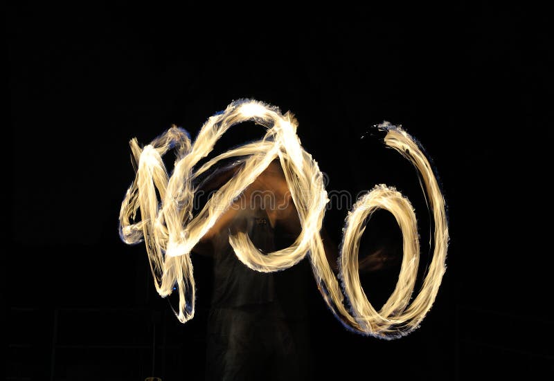 Fire Tracks during the Fire Show Stock Image - Image of yellow ...