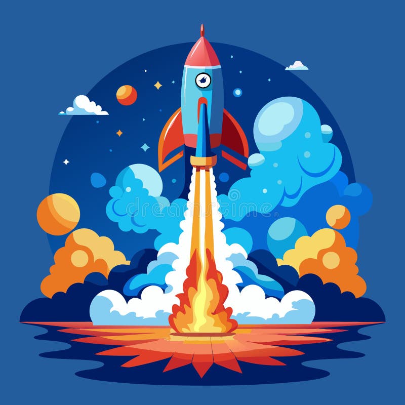 Fire Trail with Smoke of Rocket, Space Ship or Jet Launch. Blast Effect ...