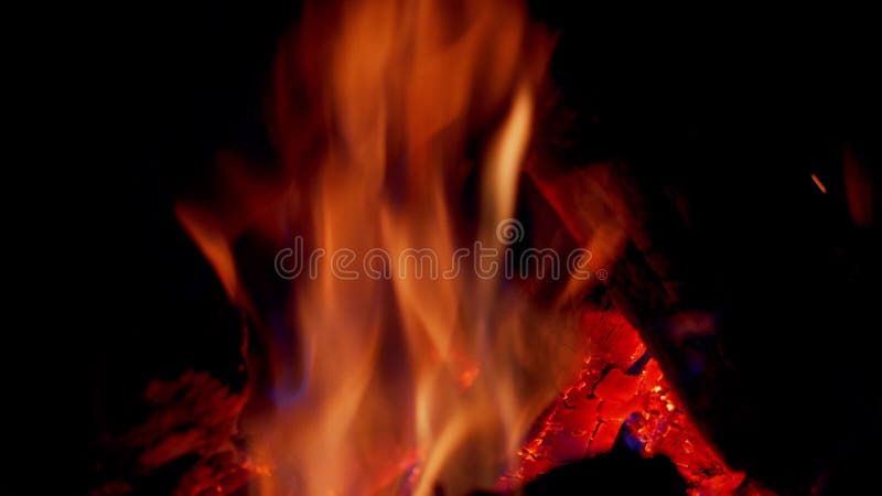 Fire Transforms Wood into Charcoal. Fire Particles Over Black ...