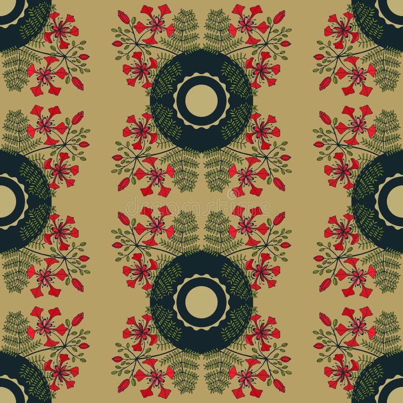 Fire Tree Flowers Seamless Pattern. Vector Stock Illustration Eps10 ...