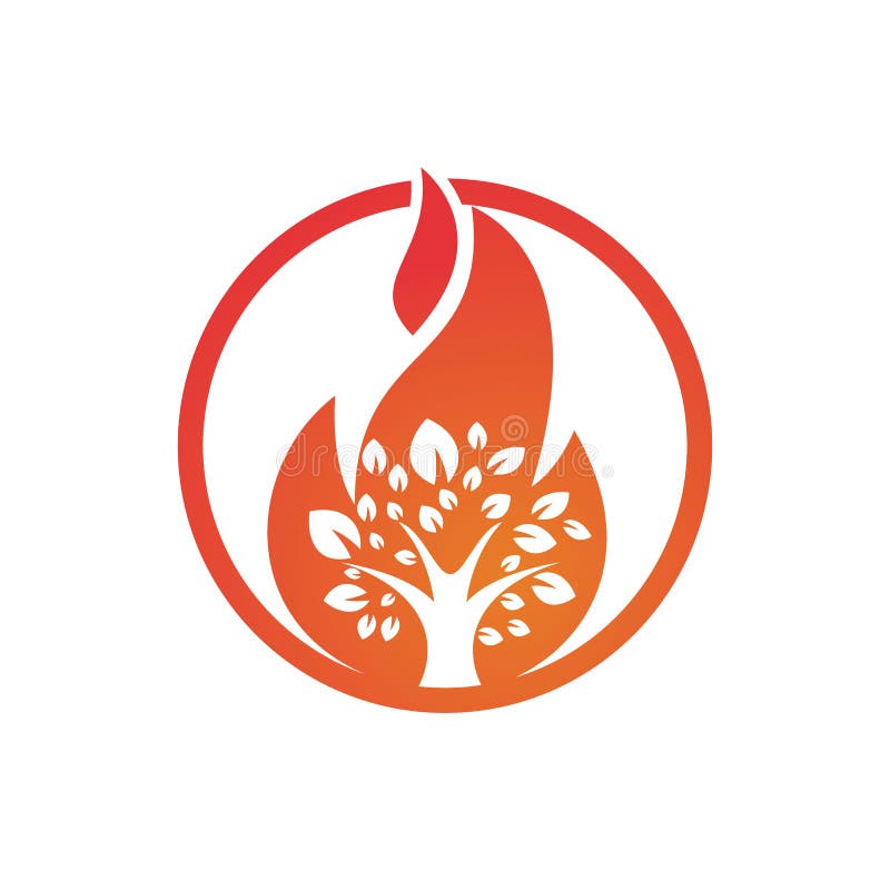 Fire Tree Vector Logo Design Template. Stock Vector - Illustration of ...