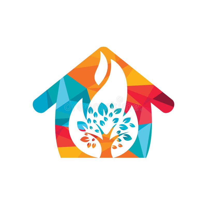 Fire Tree Vector Logo Design Template. Flame Nature Icon Logo Concept ...