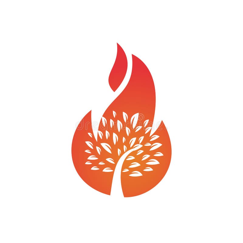 Fire Tree Vector Logo Design Template. Flame Nature Icon Logo Concept ...