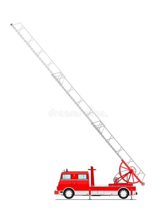Fire truck with a ladder. stock vector. Illustration of machine - 30504875