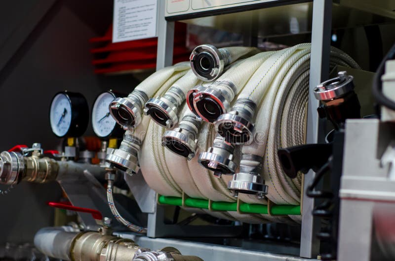Fire Truck Equipment. Fire Truck Hose Stock Image - Image of emergency ...