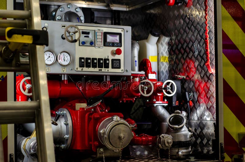 Fire Truck Equipment. Fire Truck Hose Stock Photo - Image of firemen ...