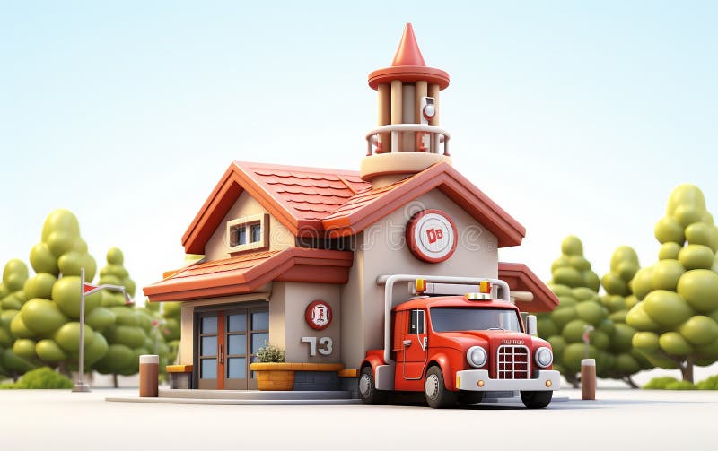 Fire Truck and Firefighter in 3D Animation. Generative by Ai Stock ...