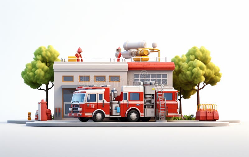 Fire Truck and Firefighter in 3D Animation. Generative by Ai Stock ...