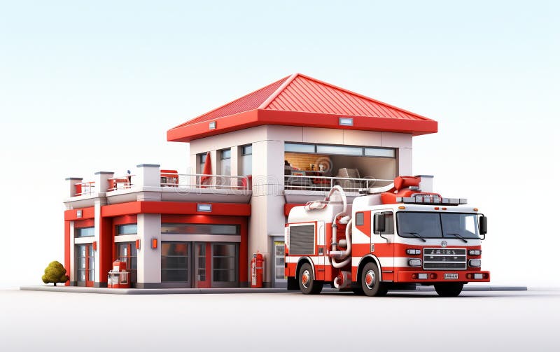 Fire Truck and Firefighter in 3D Animation. Generative by Ai Stock ...