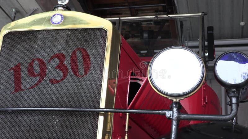 1930 Red Fire Truck Front View Stock Footage - Video of station ...
