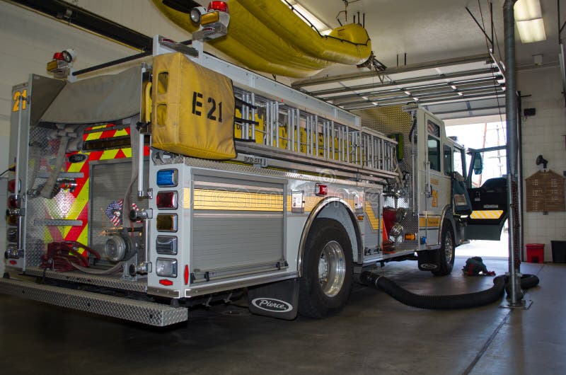 Fire Truck Inside the Station Editorial Image - Image of security ...