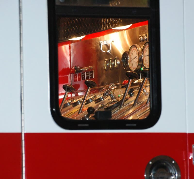 Fire truck instruments stock photo. Image of fire, door - 3065536
