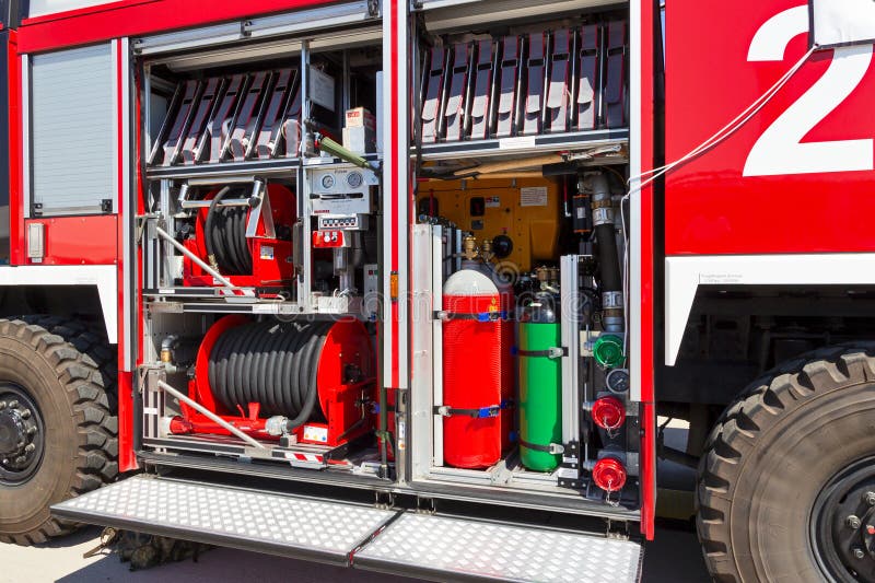 Fire Truck Interior Equipment View. Editorial Photo - Image of ...