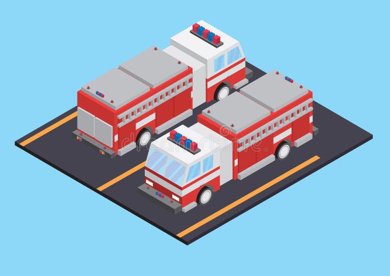 Fire truck isometric stock vector. Illustration of save - 66201338