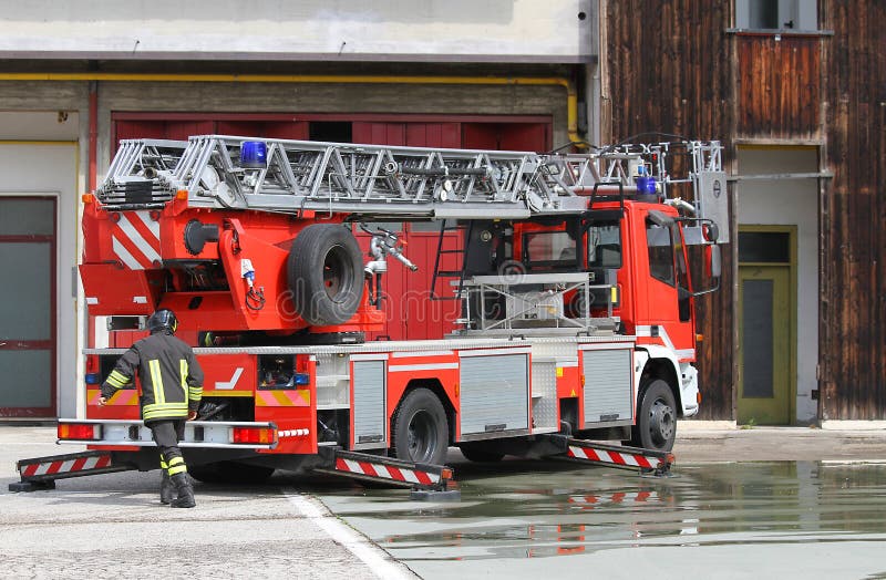 Fire Truck of Italian Firefighter during during an Emergency Editorial ...
