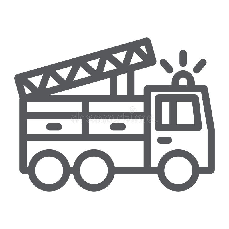 Fire Truck Thin Line Icon, Transport and Emergency, Firefighter Car ...