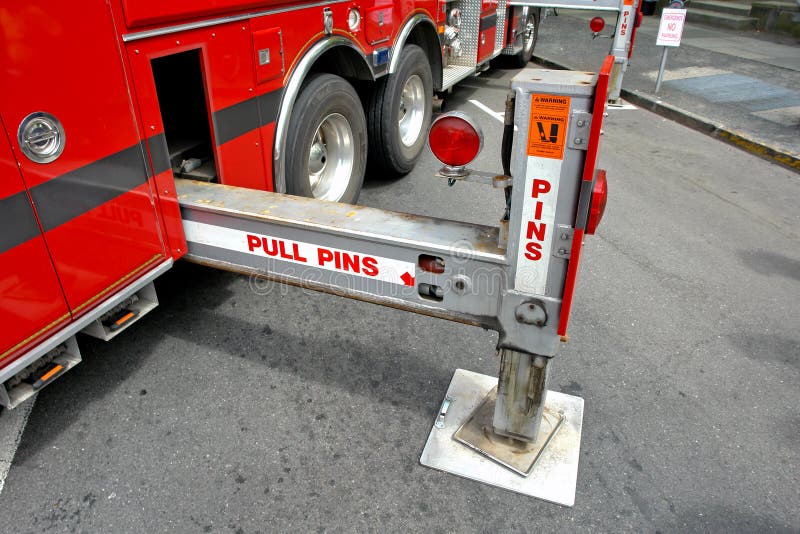 Fire Truck Outrigger Stabilizing Legs Extended Stock Image - Image of ...