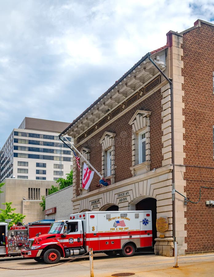 Fire Truck is Parked at a Fire Station in Washington D.C Editorial ...