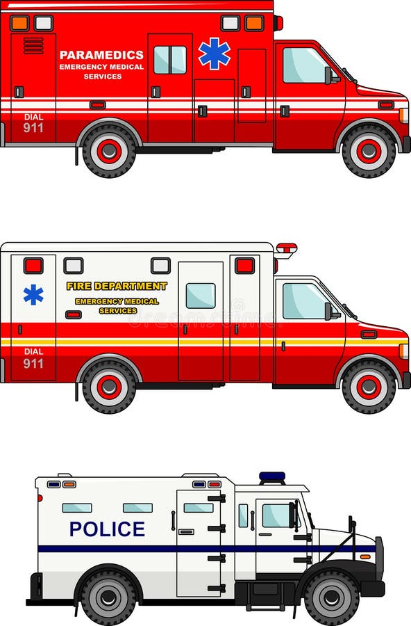 Fire Truck, Police and Ambulance Cars on Stock Vector - Illustration of ... Fire Truck, Police and Ambulance Cars on Stock Vector - Illustration of ...