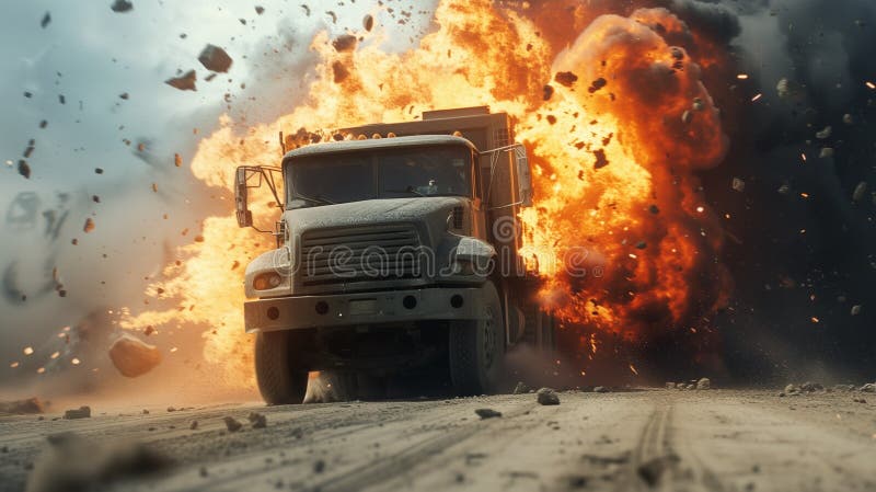 Fire Truck Races in the Desert Alongside an Enormous Explosion, AI ...
