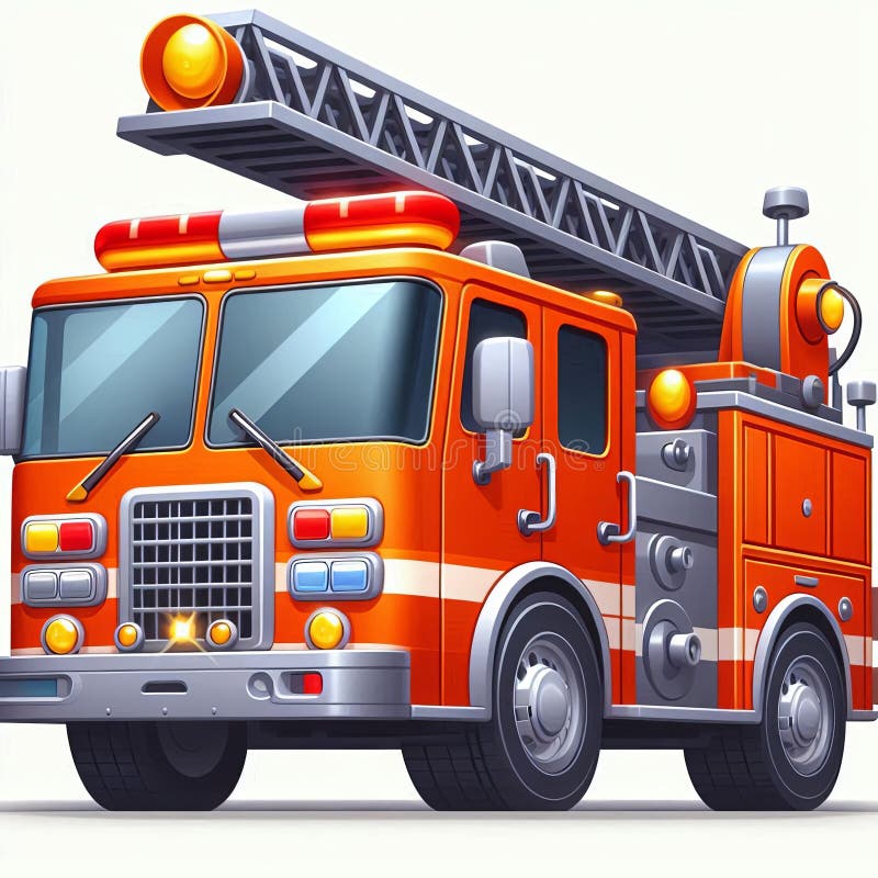 Fire Truck with Siren stock illustration. Illustration of water - 363513311