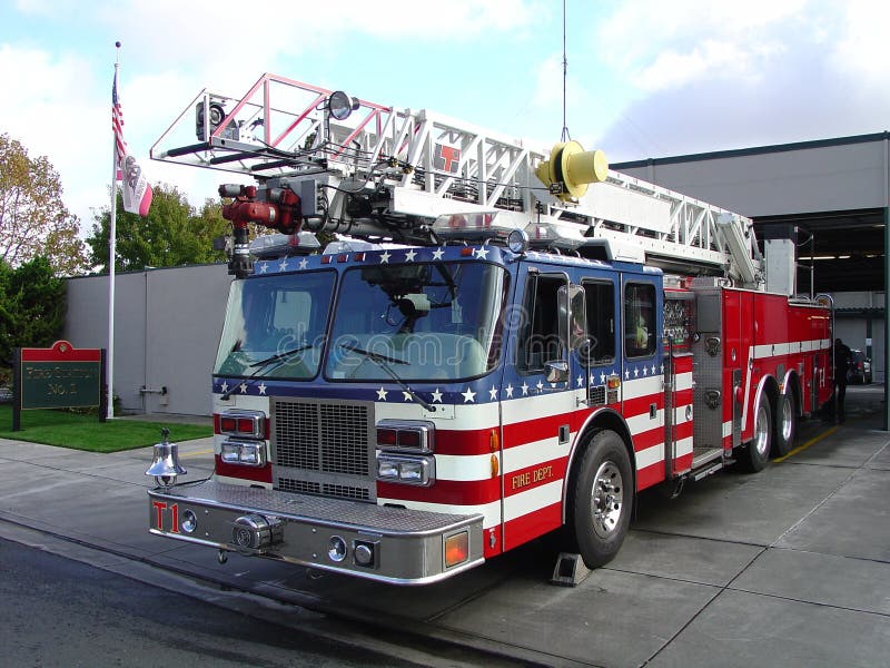 Fire Truck and Station stock photo. Image of blue, heavy - 346004