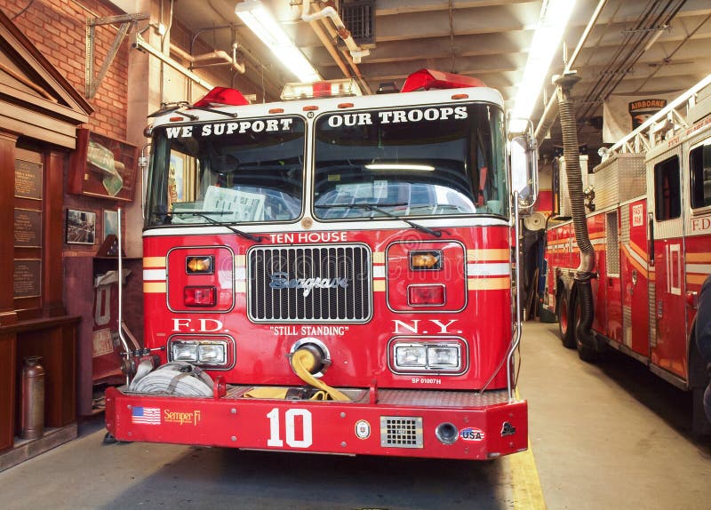 Fire Truck in Station FDNY editorial stock image. Image of lights ...