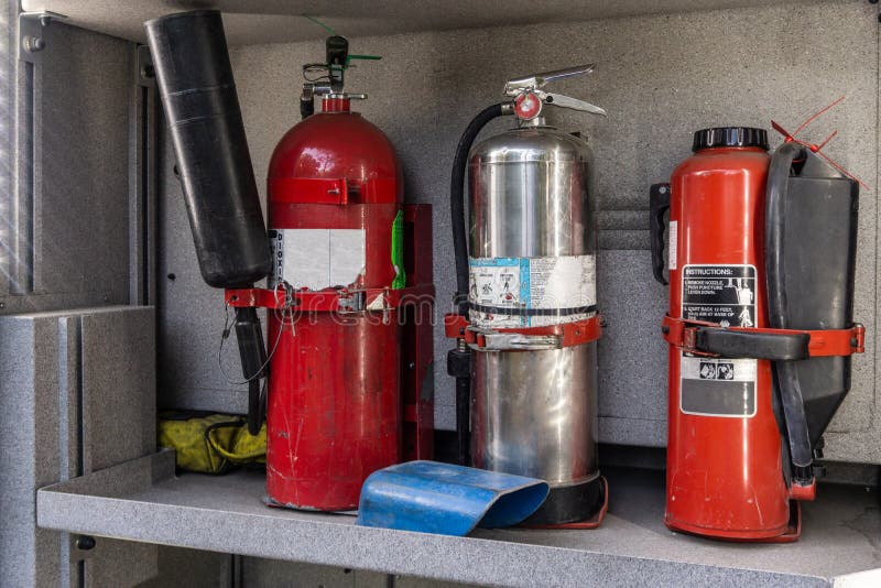 Fire Truck Tool Compartment Open. Stock Image - Image of control ...