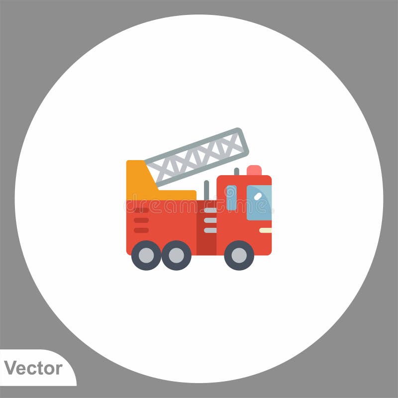 Fire Truck Vector Icon Sign Symbol Stock Illustration - Illustration of ...