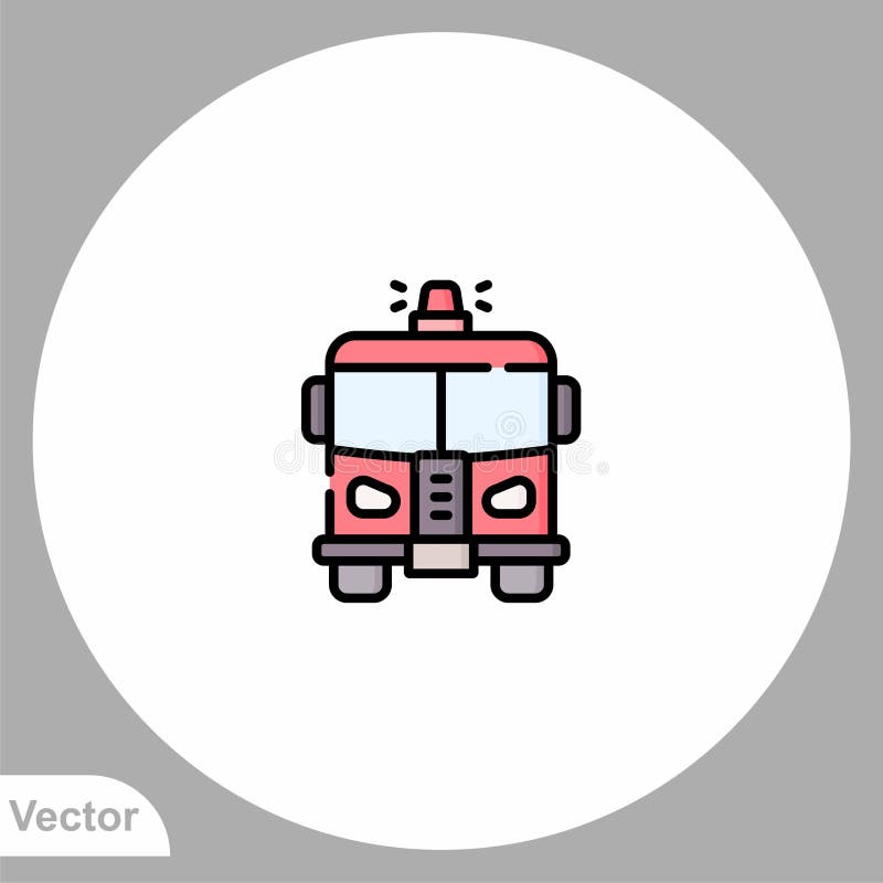 Fire Truck Vector Icon Sign Symbol Stock Vector - Illustration of ...